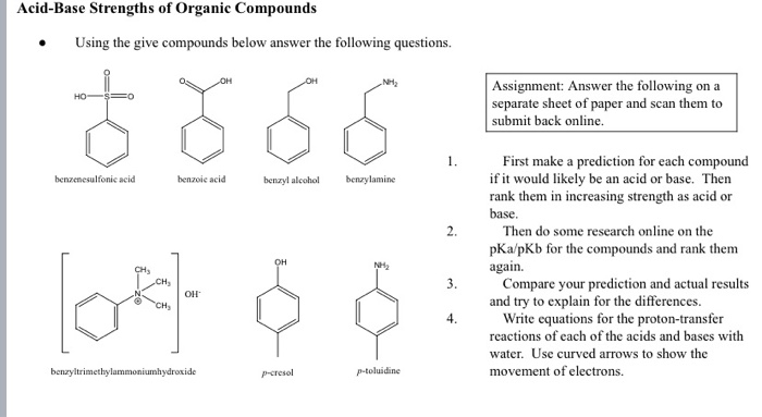 Solved Acid-Base Strengths of Organic Compounds Using the | Chegg.com