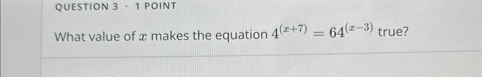 Solved QUESTION 3 - 1 ﻿POINTWhat value of x ﻿makes the | Chegg.com