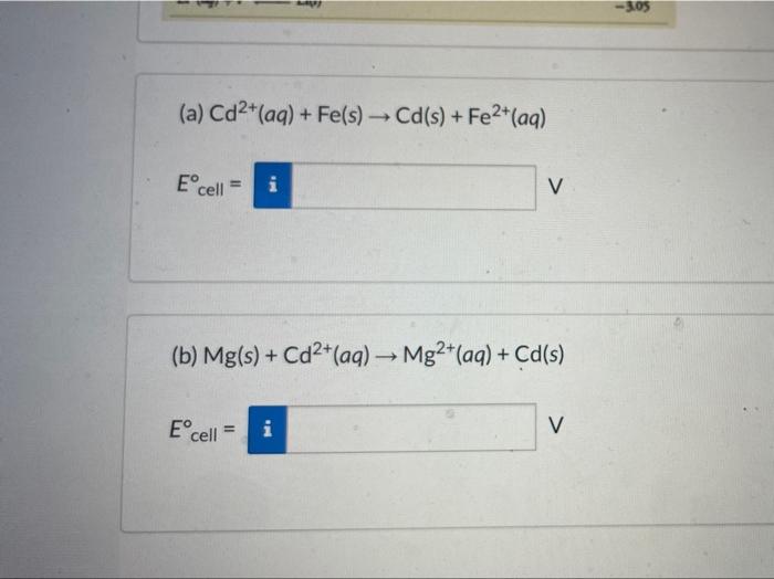 Solved Calculate the standard cell potential for cach of the | Chegg.com