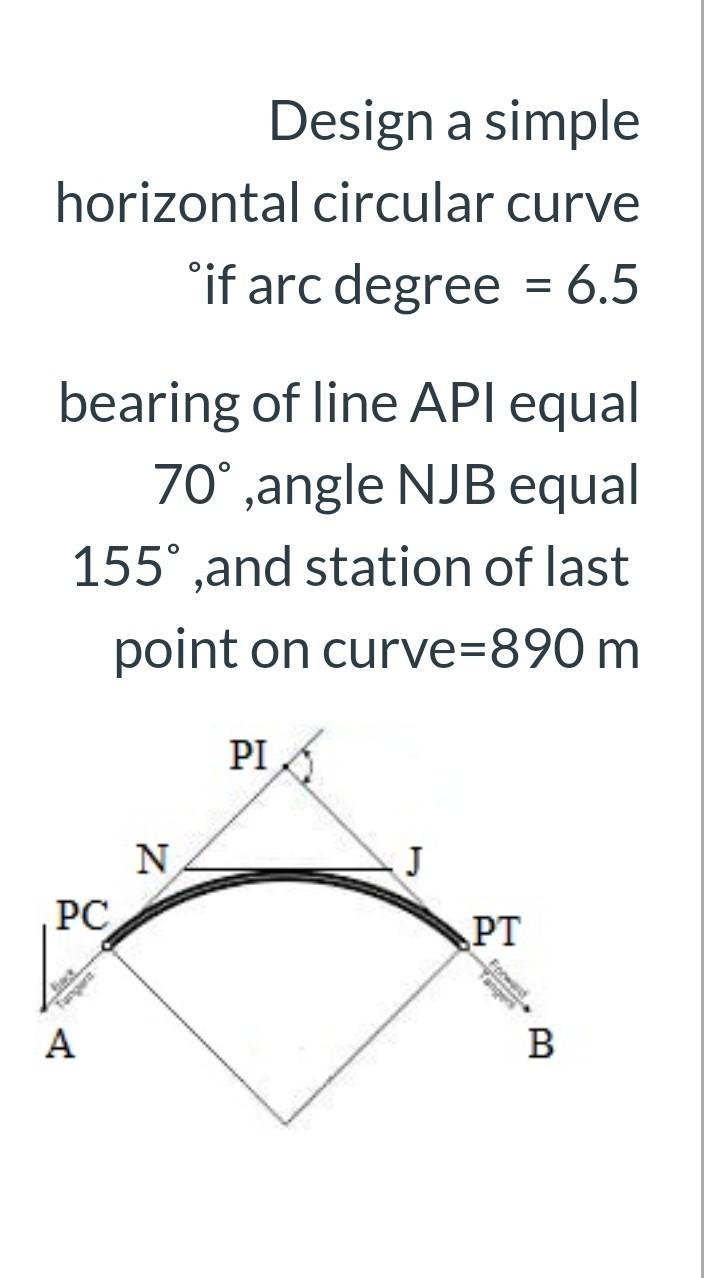 Solved Design a simple horizontal circular curve °if arc | Chegg.com