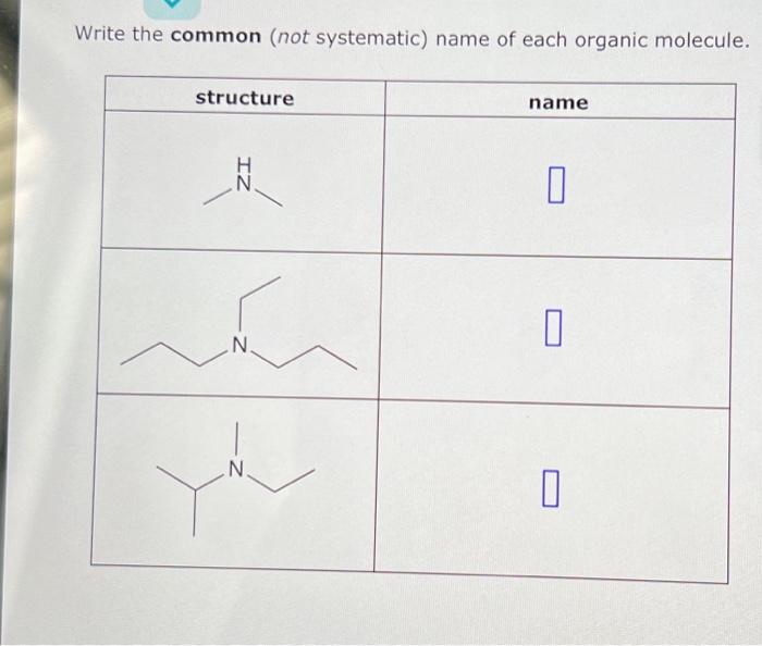 Solved Write the common (not systematic) name of each | Chegg.com