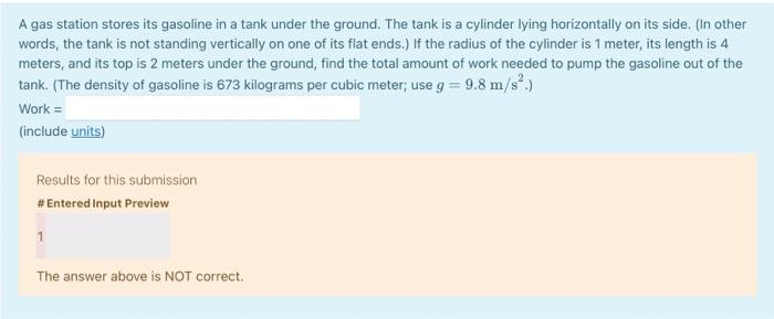 Solved A gas station stores its gasoline in a tank under the | Chegg.com