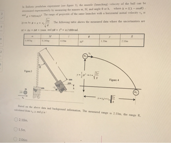 Solved In Ballistic pendulum experiment (see figure 3). the | Chegg.com