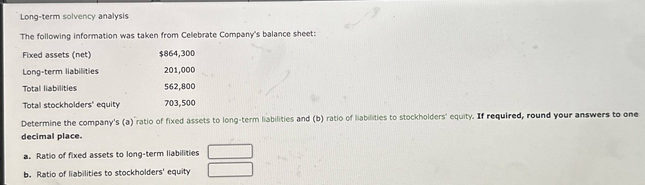 Solved Long-term solvency analysisThe following information | Chegg.com