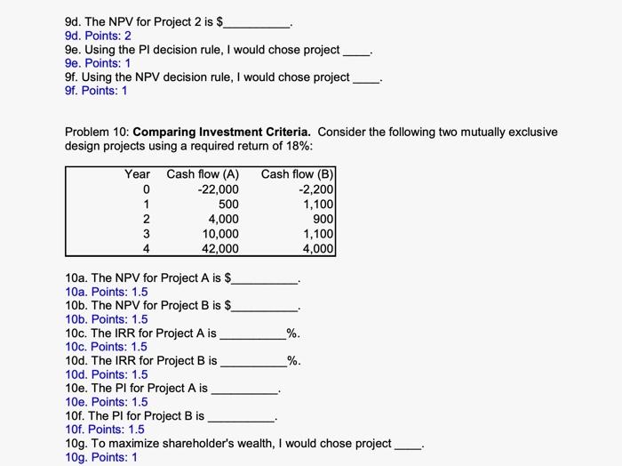 Solved Problem 8: Calculating Profitability Index. Use the | Chegg.com
