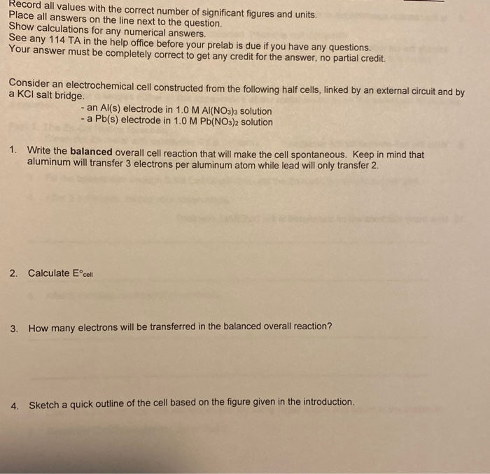 Solved Record all values with the correct number of | Chegg.com