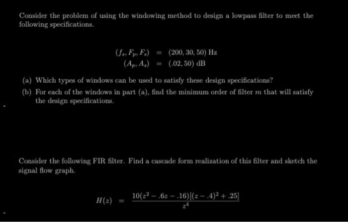 Consider the problem of using the windowing method to | Chegg.com