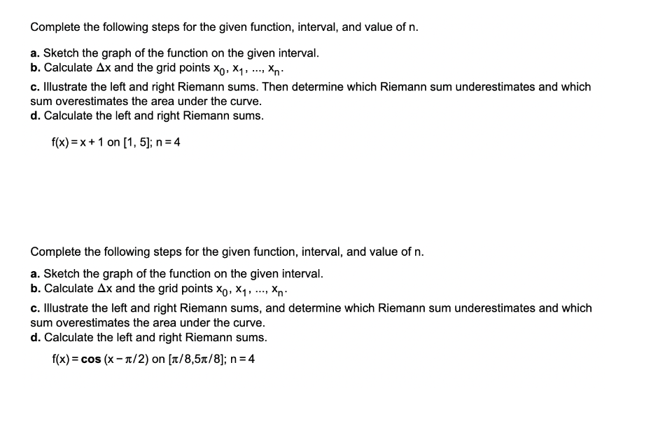 Solved Complete the following steps for the given function, | Chegg.com
