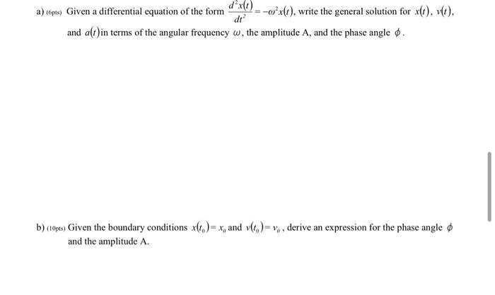 Solved a) (ops) Given a differential equation of the form | Chegg.com