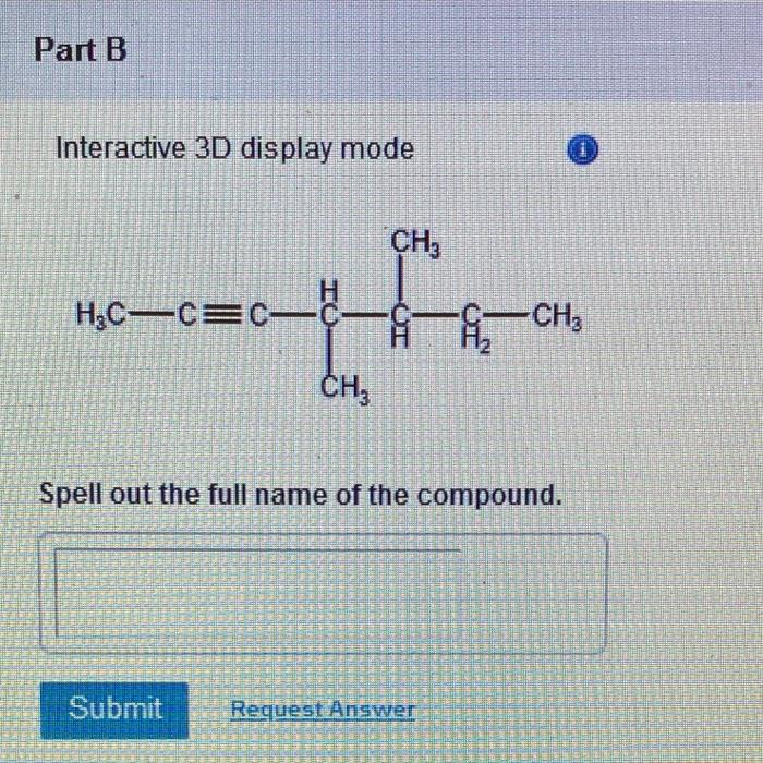 Solved Part A Interactive 3D display mode H2C-CEC -CH, CH3 | Chegg.com