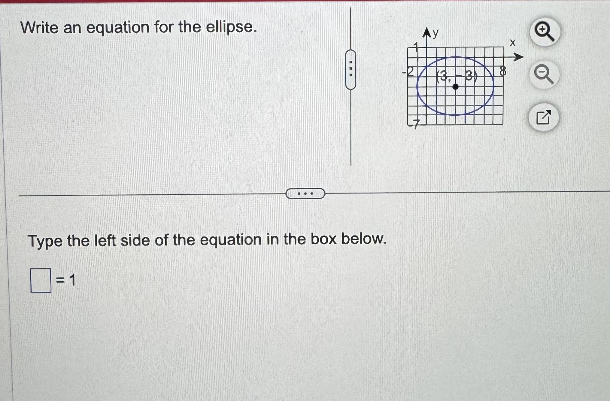 Solved Write an equation for the ellipse.Type the left side | Chegg.com