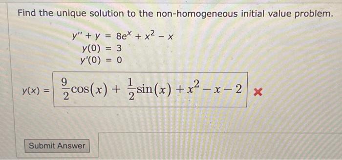 Solved Find the unique solution to the non-homogeneous | Chegg.com