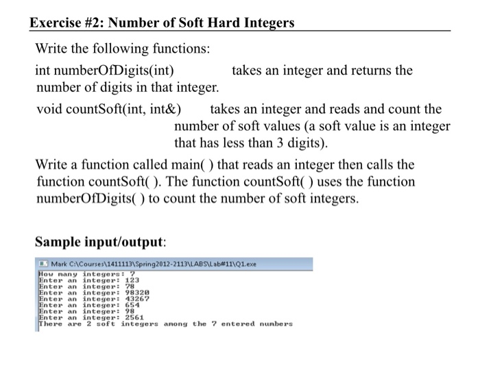 Solved Exercise #2: Number of Soft Hard Integers Write the | Chegg.com