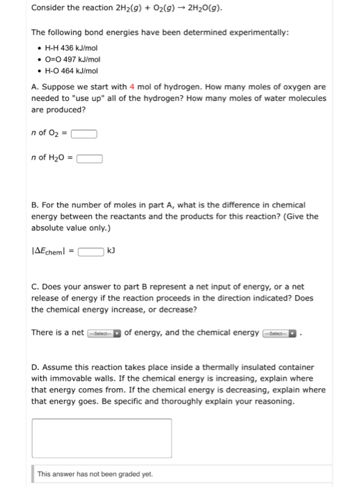 Solved Consider the reaction 2H2(g) + O2(g) → 2H2009). The | Chegg.com