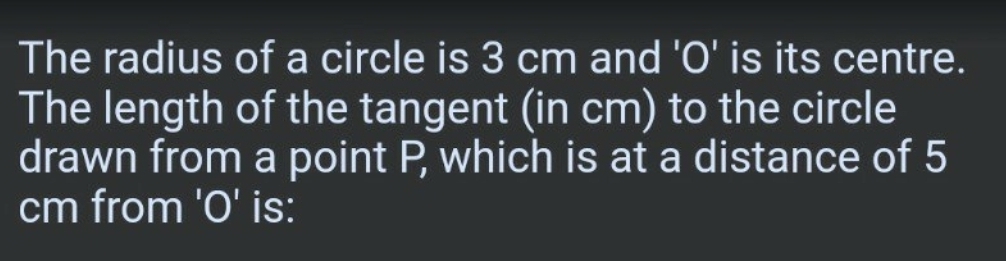 Solved The radius of a circle is 3cm ﻿and ' O ' ﻿is its | Chegg.com