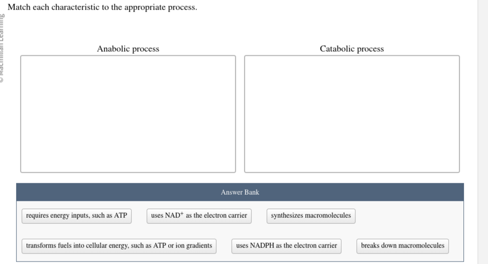 Solved Match each characteristic to the appropriate | Chegg.com