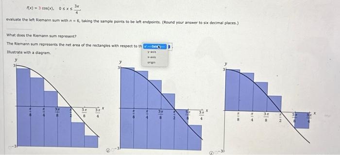 f(x)=3cos(x),0≤x≤43x evaluate the left Riemann sum | Chegg.com