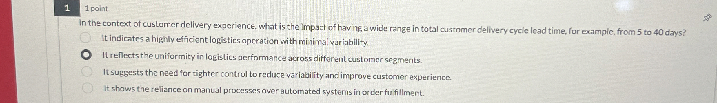 Solved 11 ﻿pointIn the context of customer delivery | Chegg.com