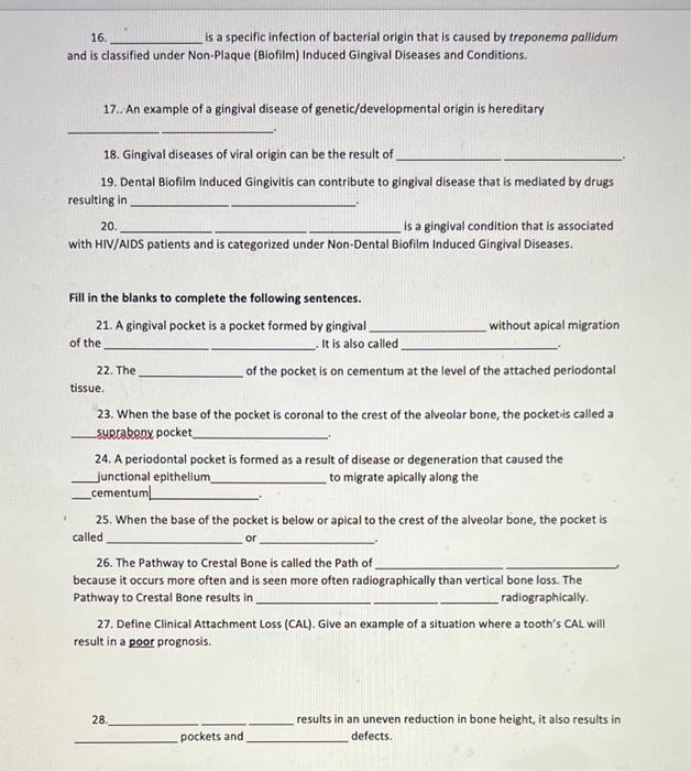 Solved 16. is a specific infection of bacterial origin that | Chegg.com