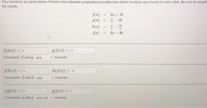 Solved Four functions are given below. Perform the indicated | Chegg.com
