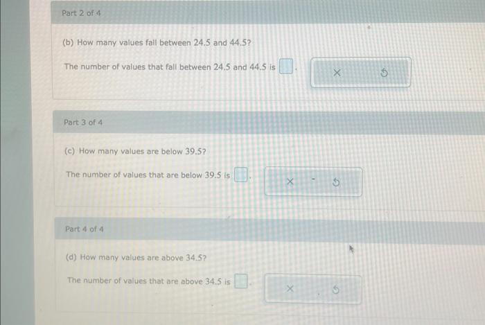 Solved (a) How many values are in the class 29.5,34.57. The | Chegg.com
