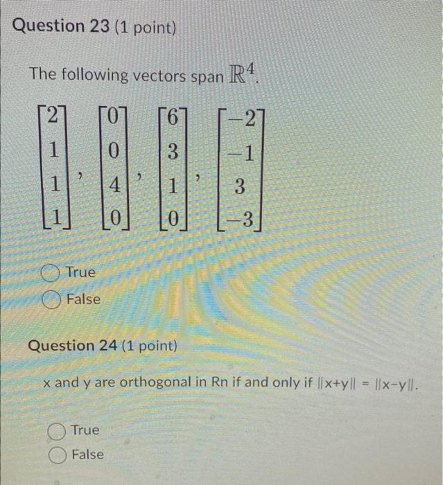 Solved The following vectors span R4. | Chegg.com