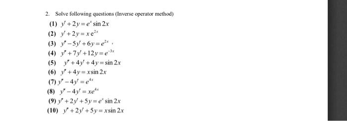 Solved 2. Solve following questions (Inverse operator | Chegg.com