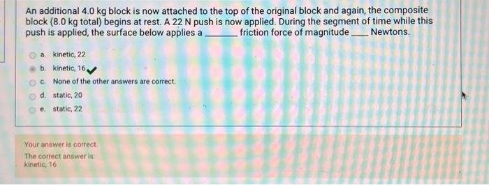 Solved An additional 4.0 kg block is now attached to the top | Chegg.com