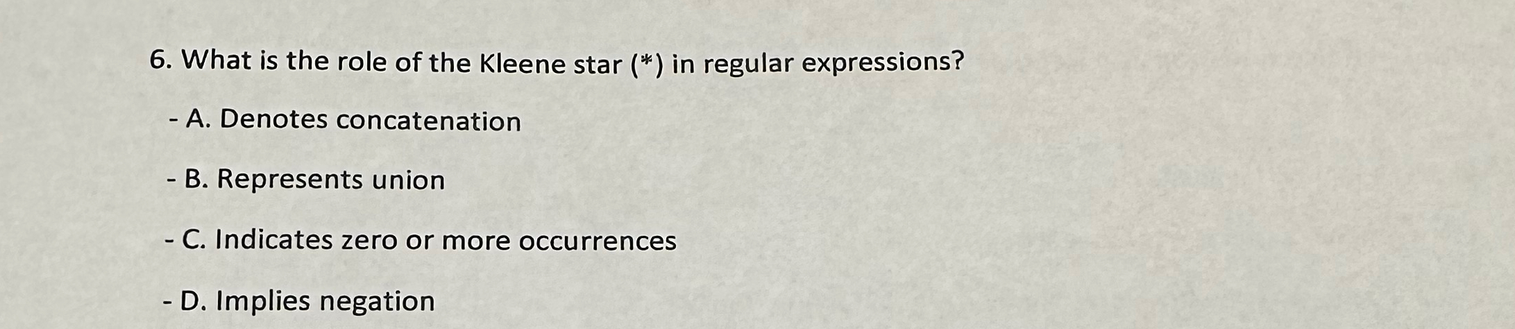 Solved What is the role of the Kleene star (**) ﻿in regular | Chegg.com