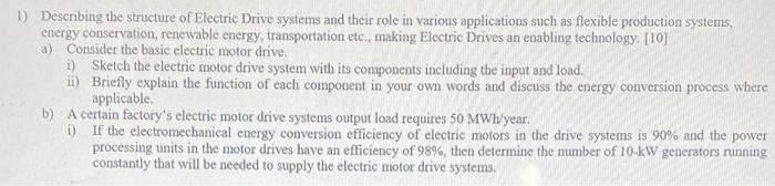 Solved 1) Describing the structure of Electric Drive systems | Chegg.com