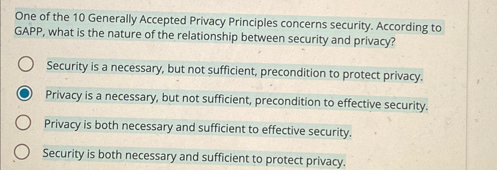 Solved One of the 10 ﻿Generally Accepted Privacy Principles | Chegg.com