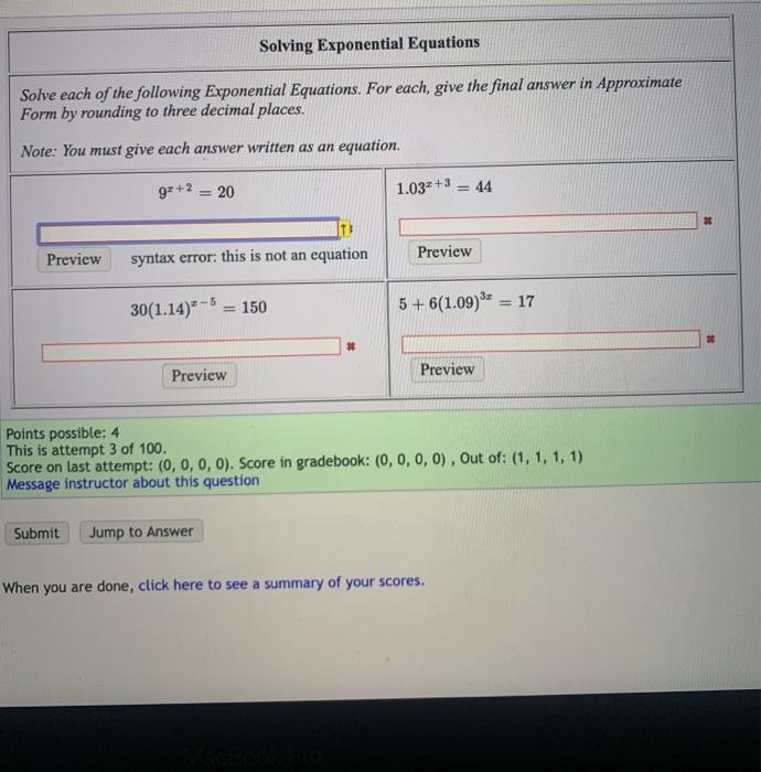 Solved Solving Exponential Equations Solve each of the | Chegg.com