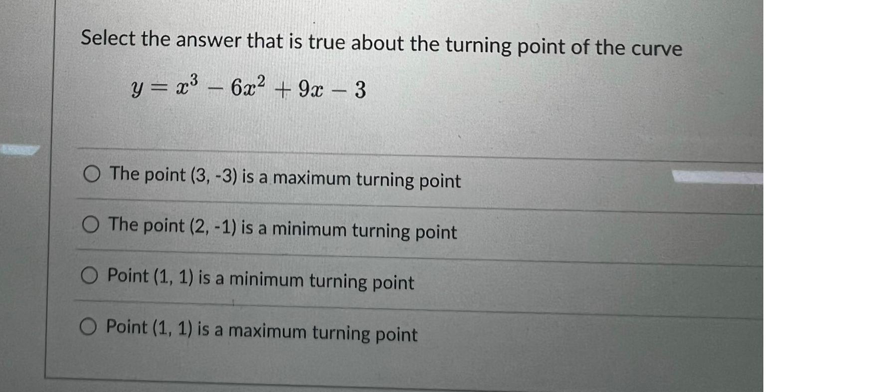Solved Select the answer that is true about the turning | Chegg.com