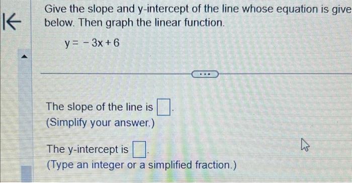 Solved Give the slope and y-intercept of the line whose | Chegg.com