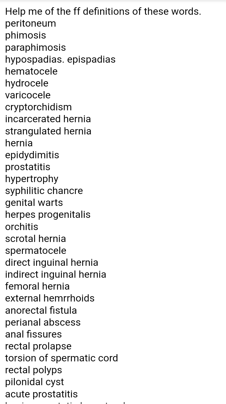 Solved Help me of the ff definitions of these words. | Chegg.com