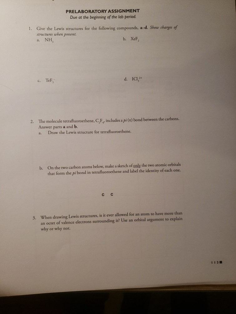 Solved PRELABORATORY ASSIGNMENT Due at the beginning of the | Chegg.com