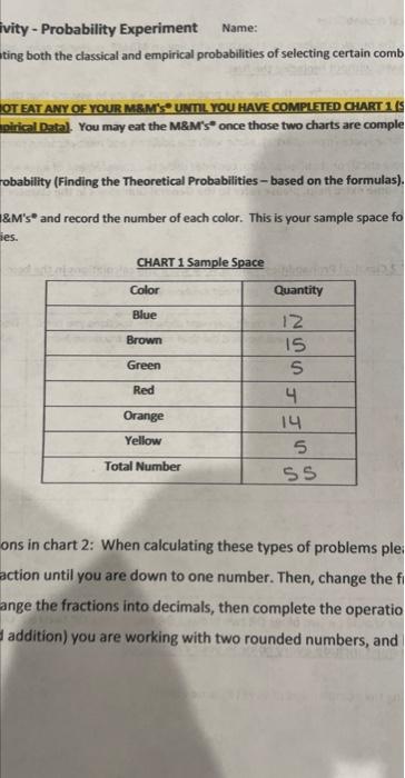 Solved Probability Experiment MSM ne yoil h the classical | Chegg.com