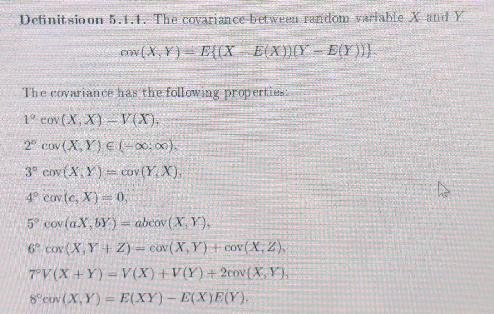 Solved Definitsio on 5.1.1. The covariance between random | Chegg.com