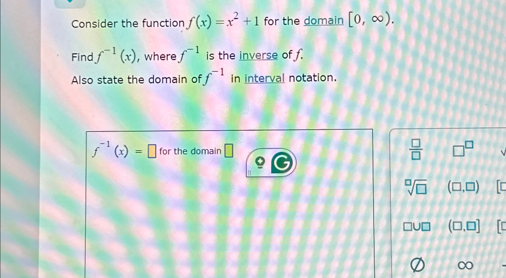 Solved Consider The Function F X X2 1 ﻿for The Domain