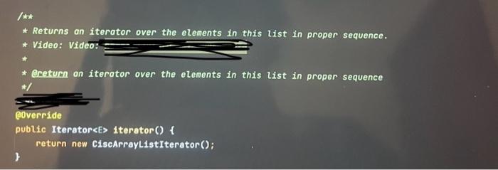 Solved /** Returns on iterator over the elements in this | Chegg.com