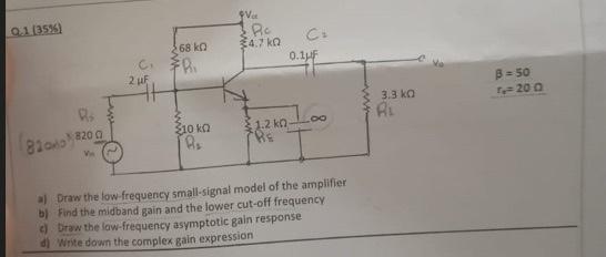 Solved a) Draw the low-frequency small-signal model of the | Chegg.com