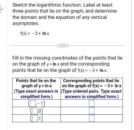 Solved Sketch the logarithmic function. Label at least three | Chegg.com