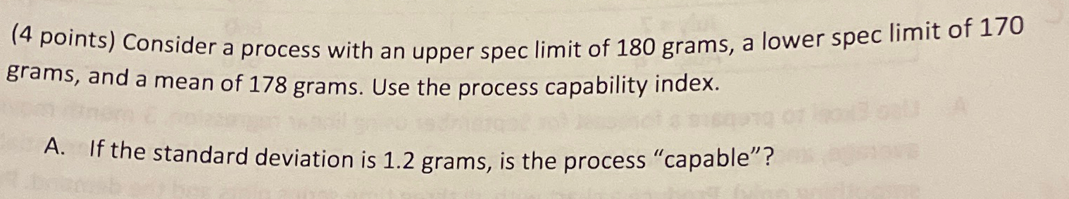 Solved ( 4 ﻿points) ﻿Consider a process with an upper spec | Chegg.com