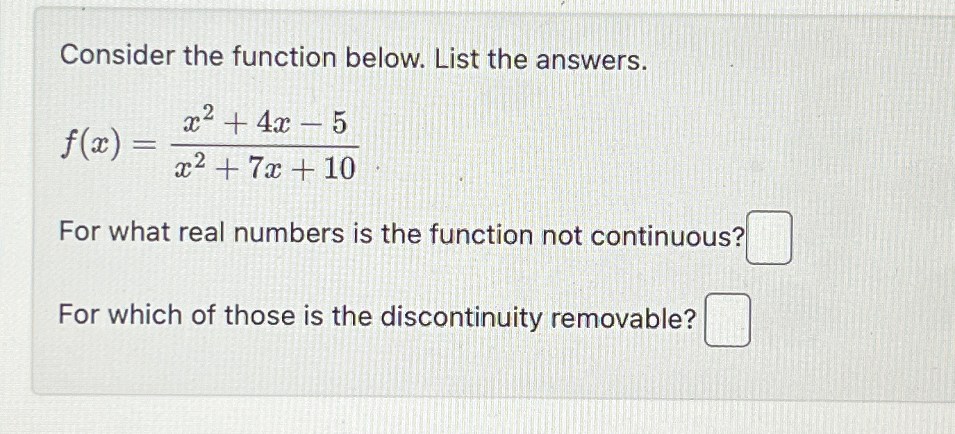 Solved Consider the function below. List the | Chegg.com