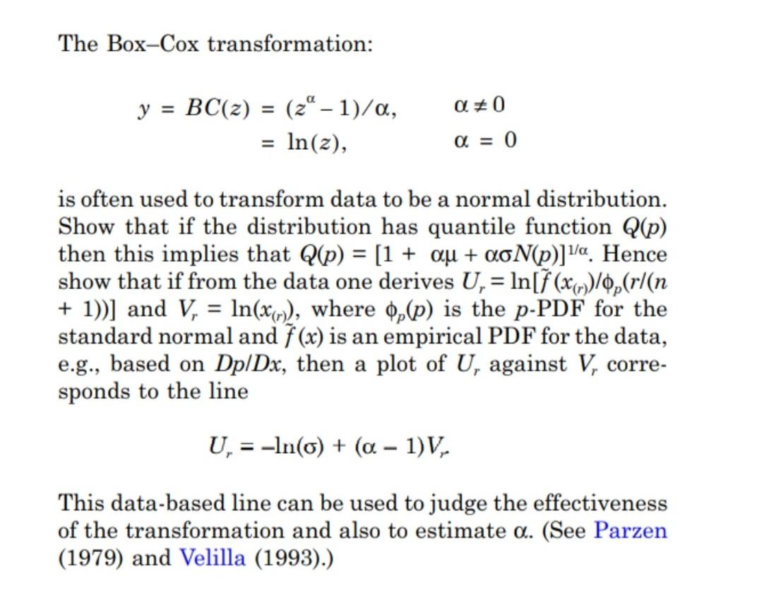 Solved The Box-Cox transformation: | Chegg.com