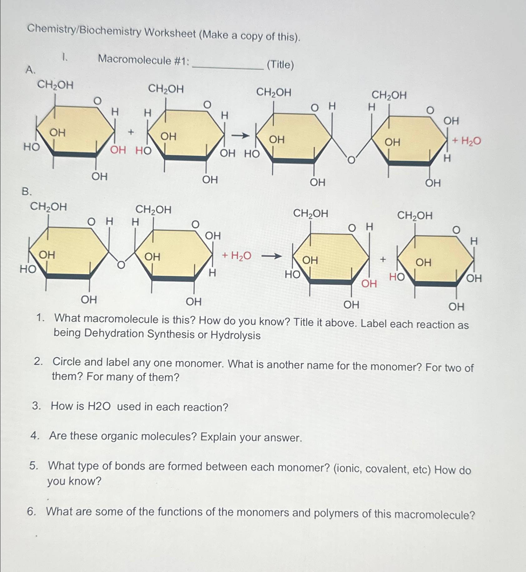 Solved Chemistry/Biochemistry Worksheet (Make a copy of | Chegg.com