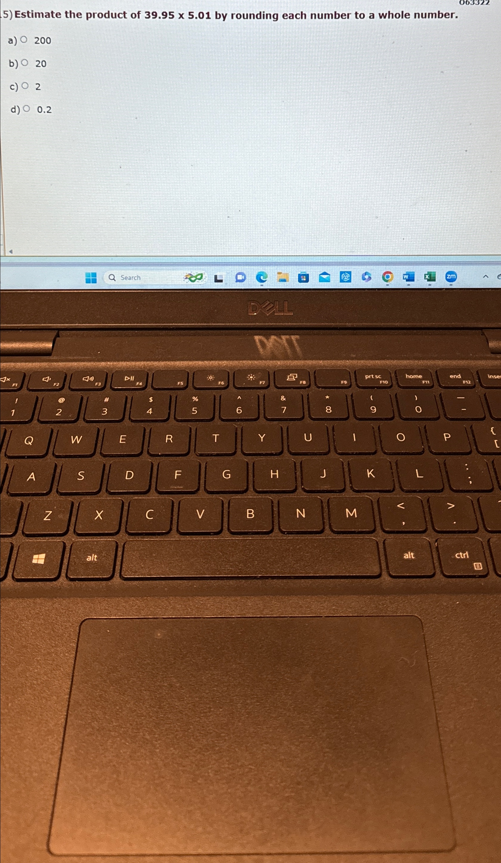 Solved Estimate the product of 39.95×5.01 ﻿by rounding each | Chegg.com