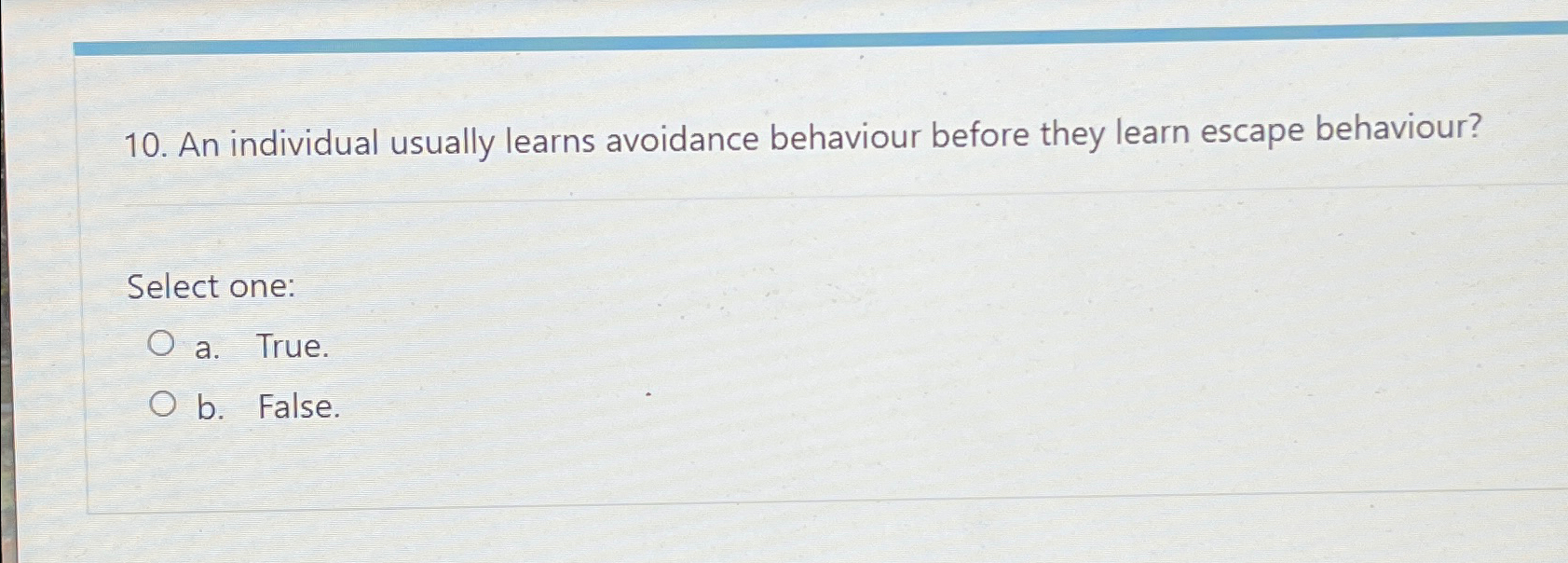 Solved An individual usually learns avoidance behaviour | Chegg.com