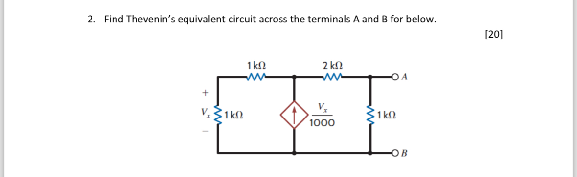 Solved Find Thevenin's equivalent circuit across the | Chegg.com
