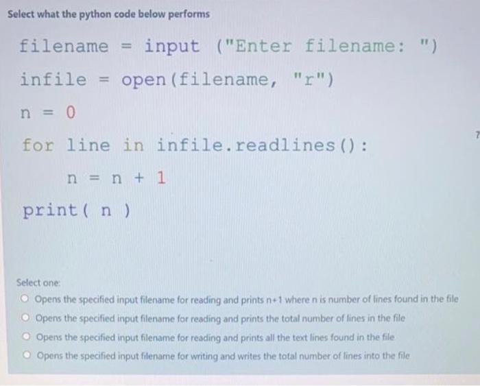 Solved Assume Infile Is The File Object Which Of The